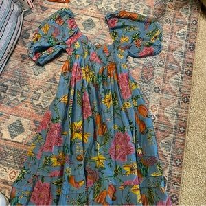 FARM Rio | Dresses | Farm Rio Toucans Garden Floral Puff Sleeve Midi ...
